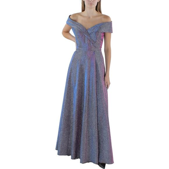 Xscape | Dresses | Xscape Womens Purple Metallic Slit Formal Evening ...